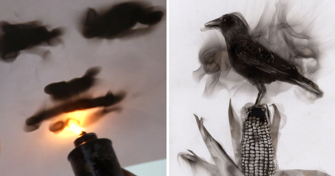 Artist Paints With Fire, Engraving Lines In Candle Soot | DeMilked