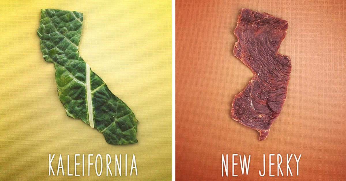 Dad And His 8-Year-Old-Son Recreate Every US State With Food-Based Puns ...