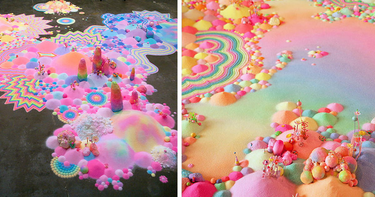 Colorful Floor Installations Made Of Candy And Glitter, Oh My! | DeMilked