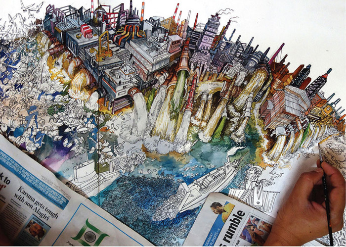 Artists Draw Detailed Illustration Of A World Destroyed By People ...
