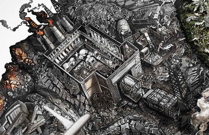 Artists Draw Detailed Illustration Of A World Destroyed By People ...