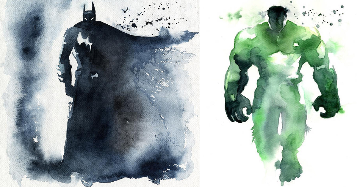 Watercolor Superheroes Made Of Big Color Splashes | DeMilked