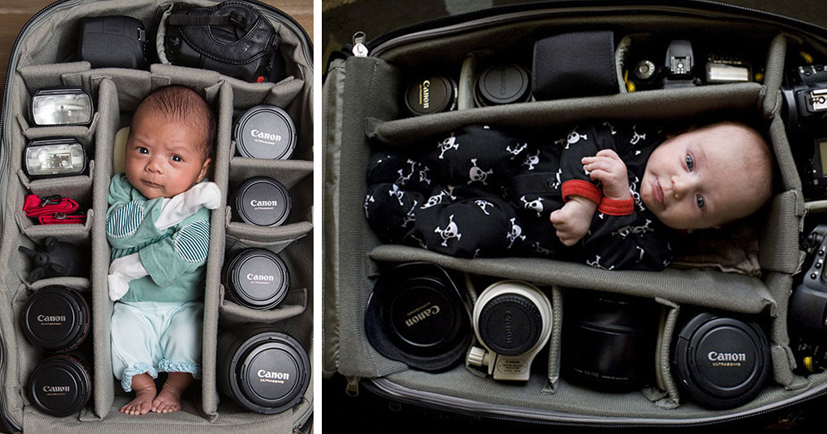 Photographers' Babies Perfectly Fitting In Their Camera Bags | DeMilked