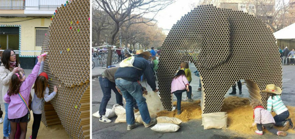 Artists Create Elephant Out Of 6,000 Recycled Cardboard Tubes, Ask ...