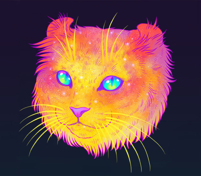 Galactic Cats: Psychedelic Illustrations Merge Cats And Space | DeMilked