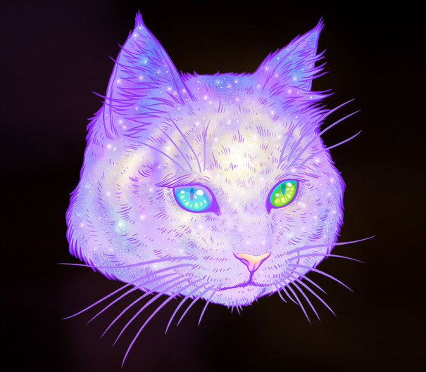 Galactic Cats: Psychedelic Illustrations Merge Cats And Space | DeMilked