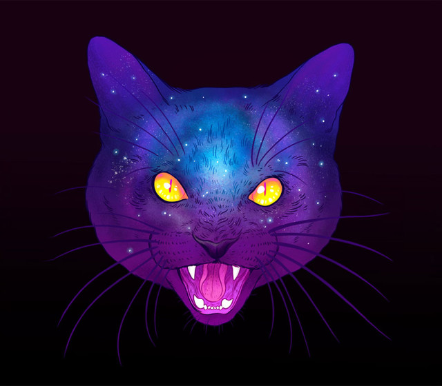 Galactic Cats: Psychedelic Illustrations Merge Cats And Space | DeMilked