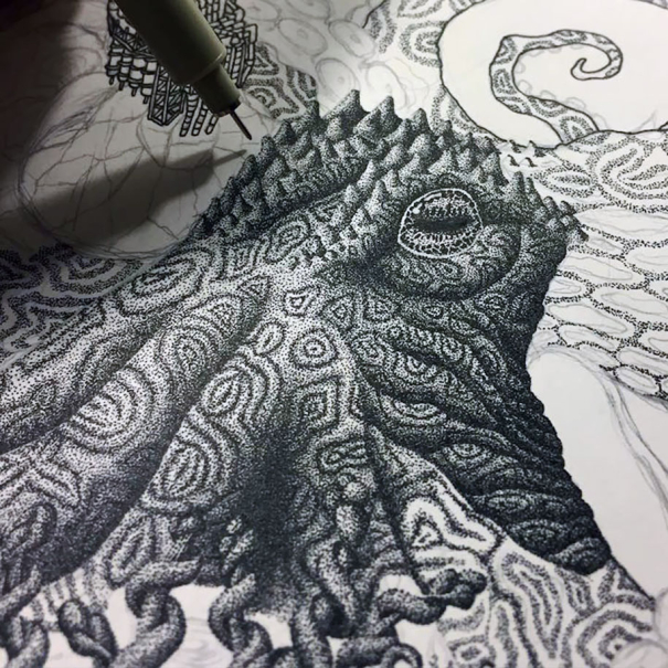 Thousands Of Dots Form Incredibly Meticulous Drawings | DeMilked