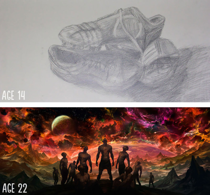 10 Before And After Drawings Prove That Practice Makes Perfect | DeMilked