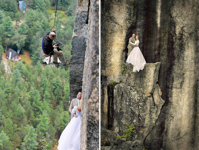 Photographer Shoots Wedding Photos On A 350 Feet Cliff To Make Them ...