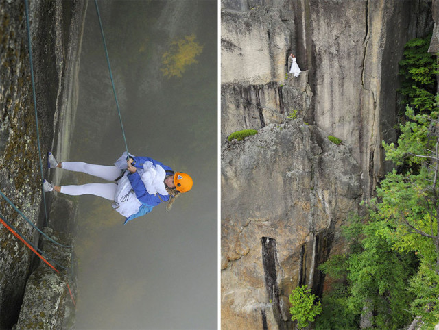 Photographer Shoots Wedding Photos On A 350 Feet Cliff To Make Them ...