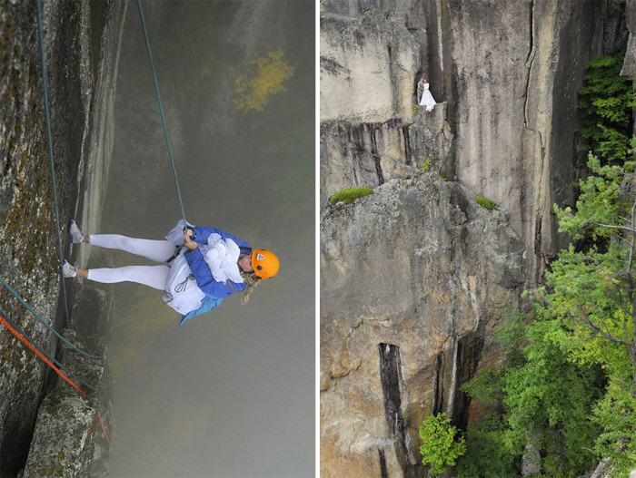 Photographer Shoots Wedding Photos On A 350 Feet Cliff To Make Them ...