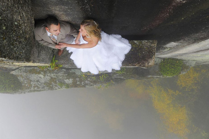 Photographer Shoots Wedding Photos On A 350 Feet Cliff To Make Them ...