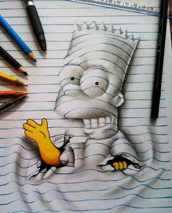 16-Year-Old Artist Draws Amazing 3D Optical Illusions In His Notebook ...