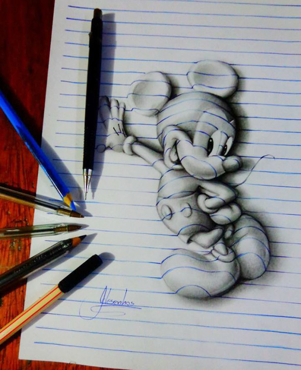 16-Year-Old Artist Draws Amazing 3D Optical Illusions In His Notebook ...
