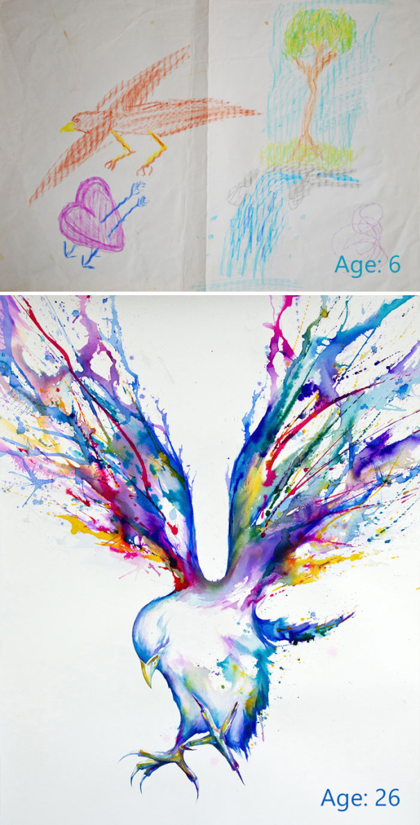 15 Before & After Drawings Show Artist's Progress | DeMilked