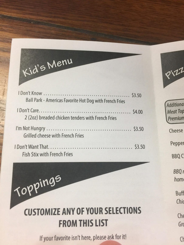 Creative Restaurant Menu For Difficult Kids | DeMilked