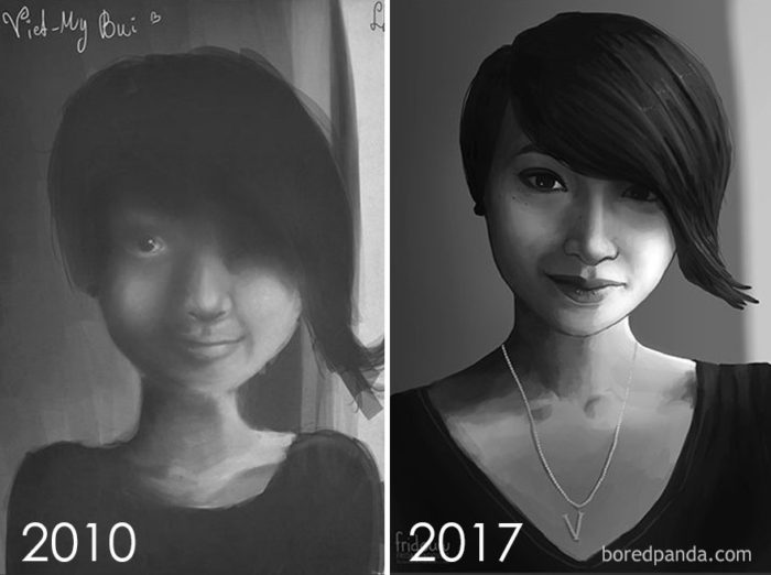 50 Amazing Before & After Drawings Show Why Practice Is So Important ...