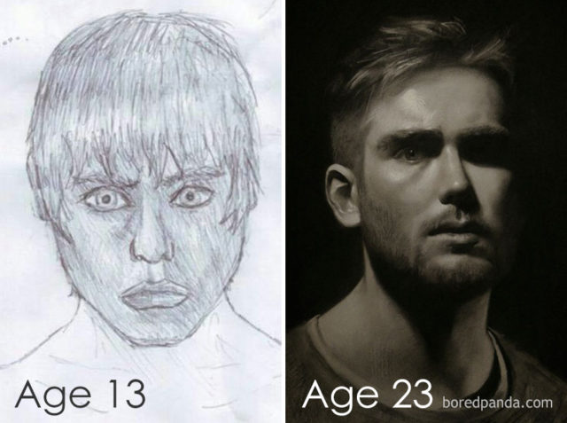 50 Amazing Before & After Drawings Show Why Practice Is So Important ...