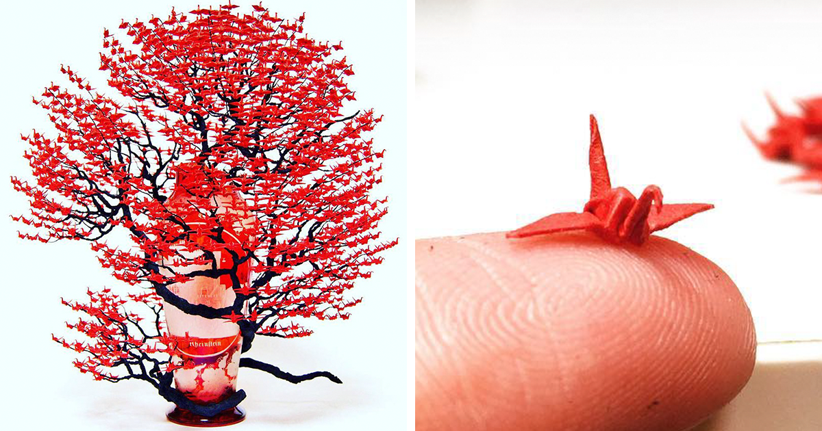 Incredible Bonsai Trees Made Of 1000s Of Miniature Origami Cranes By ...