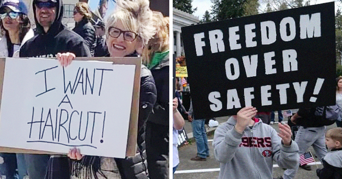 16 People Who Are Protesting Against The Quarantine Using Dumb Signs ...