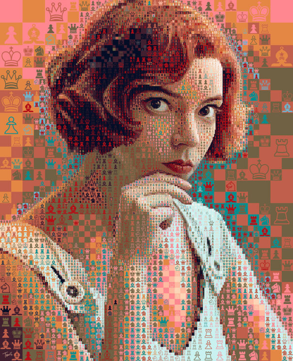 These Mosaics Of Beth Harmon From ‘The Queen’s Gambit’ Were Created ...