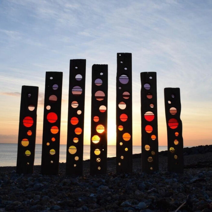 This Artist Inserts Colorful Glasses Into Sea Defence Timber To Create ...