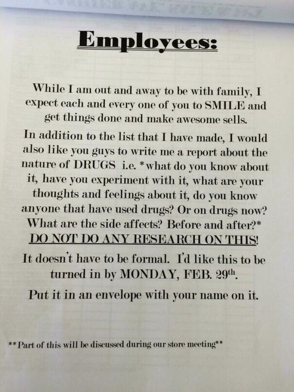 20 Bosses Who Wrote Terrible Notes Got Shamed By Their Employees Online ...