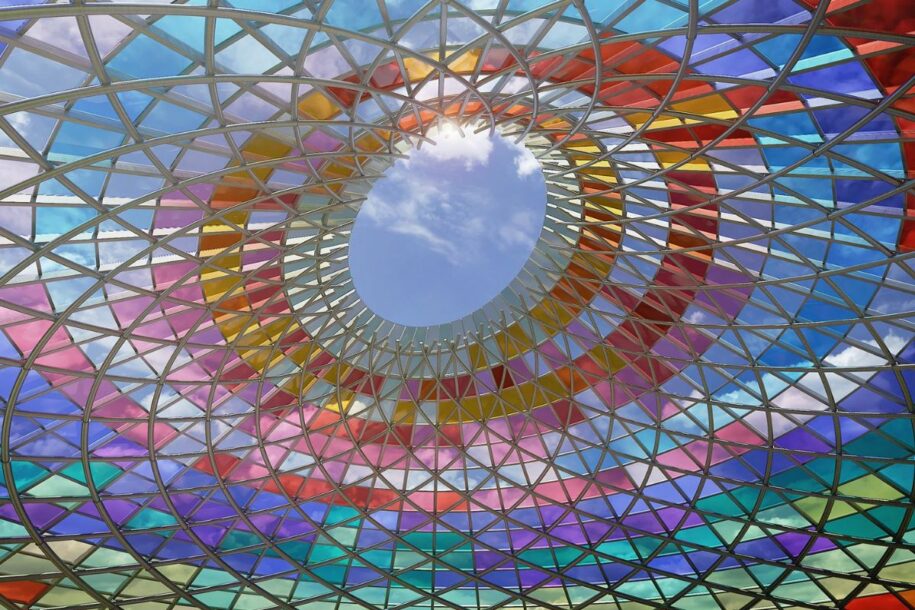 Architect Creates Conical Structure With 832 Colorful Glass Panels That ...