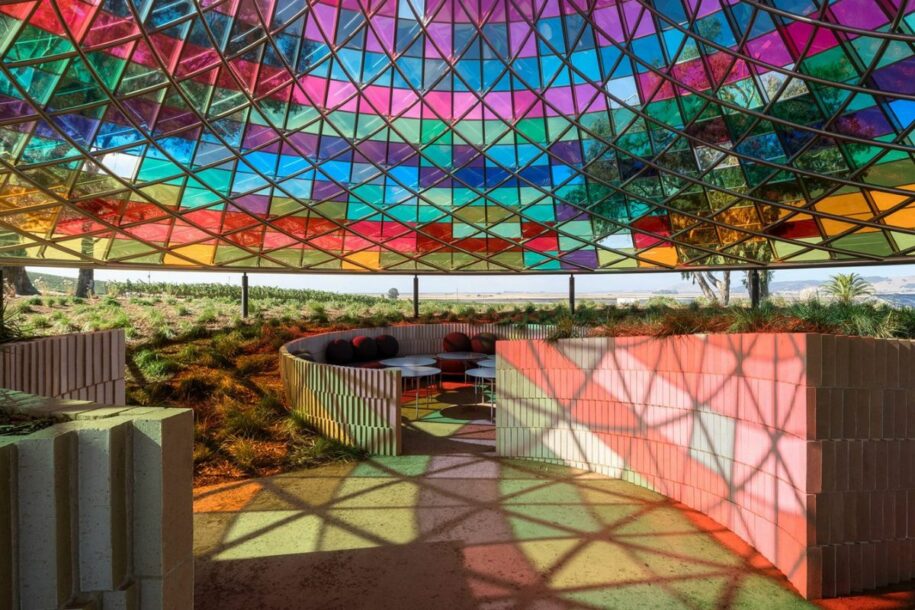 Architect Creates Conical Structure With 832 Colorful Glass Panels That ...
