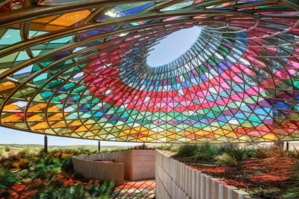 Architect Creates Conical Structure With 832 Colorful Glass Panels That ...