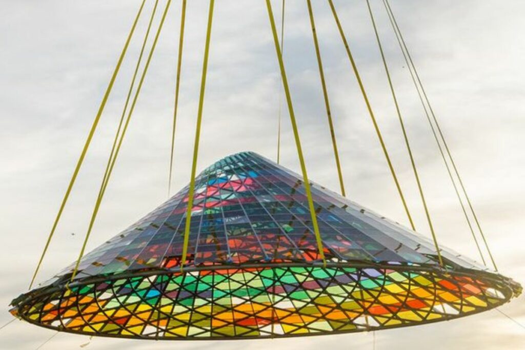 Architect Creates Conical Structure With 832 Colorful Glass Panels That ...