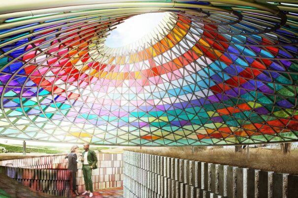 Architect Creates Conical Structure With 832 Colorful Glass Panels That ...