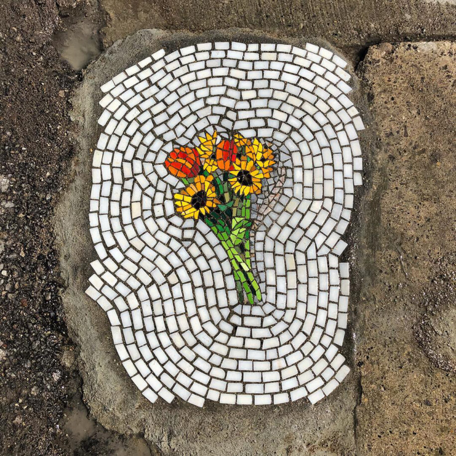 20 Times This Artist Used Colorful Mosaics To Cover Potholes On Roads ...