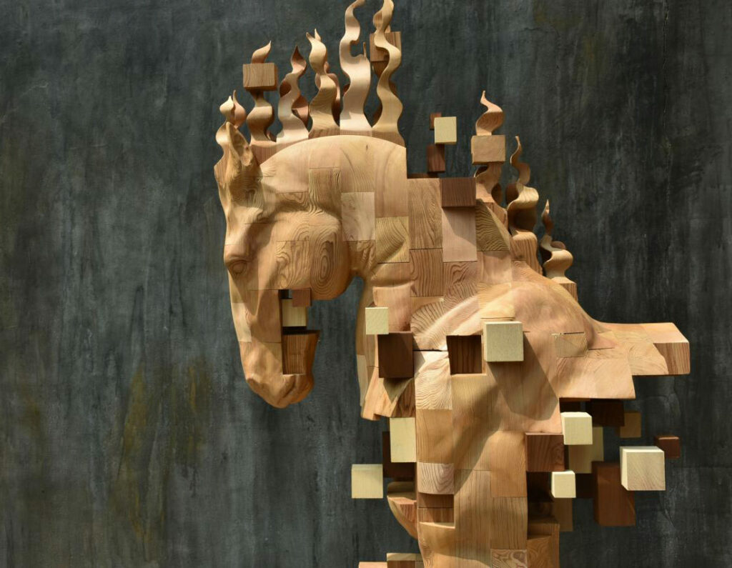 10 Beautiful Pixelated Sculptures Made With Wood, Created By Han Hsu ...