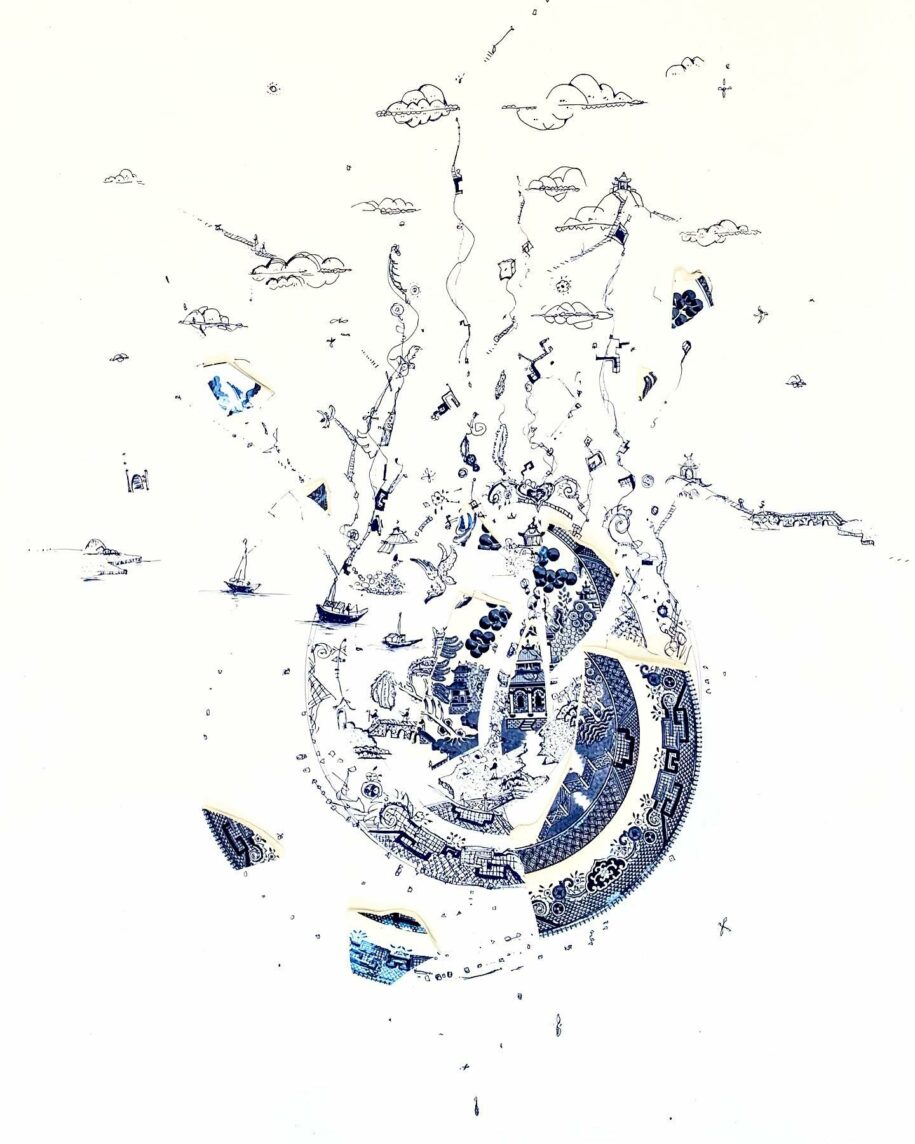 Artist Fixes Broken Plates By Creating Beautiful Drawings Around Them ...