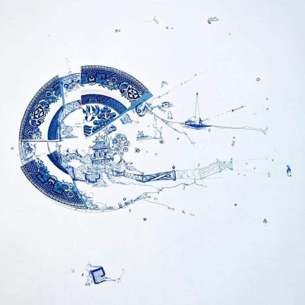 Artist Fixes Broken Plates By Creating Beautiful Drawings Around Them ...
