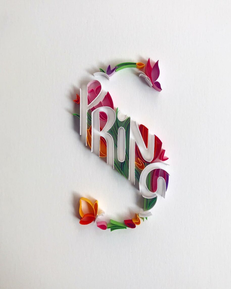 Indian Artist Creates Mind-Blowing Quilled Typography With Colorful ...