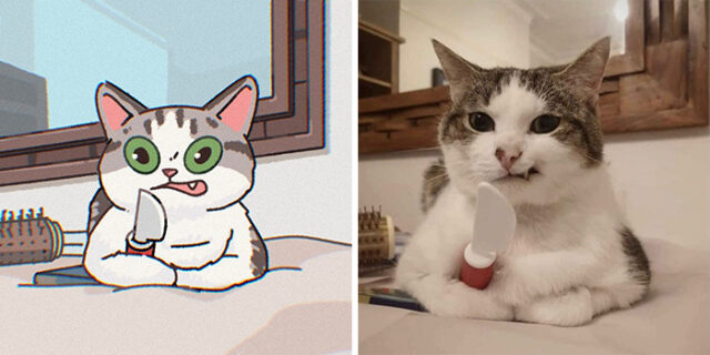 This Artist Recreates Funny Cat Images Into Comical Illustrations (31 ...