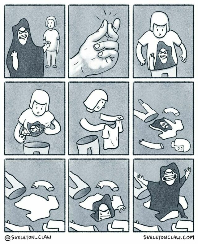 20 Dark Humor Comics With Twisted Endings, As Illustrated By Skeleton ...