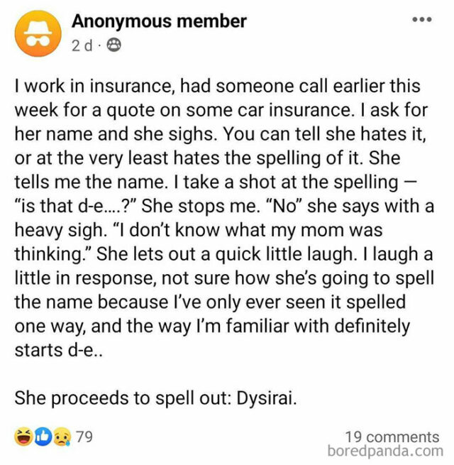 20 People Whose Parents Were Not So Good At Naming Them, As Shared By ...