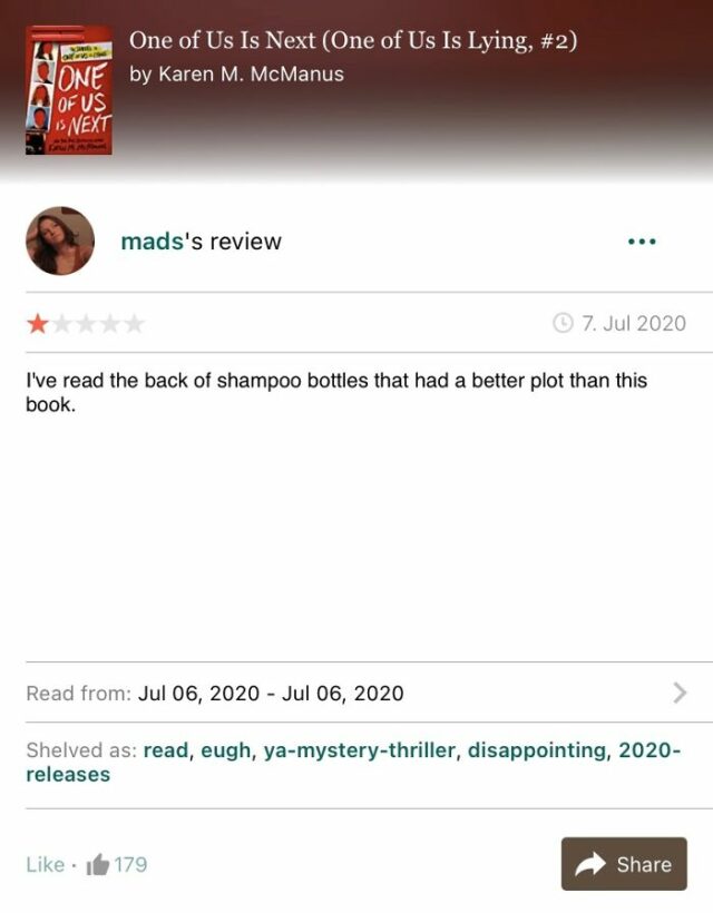 Tiktoker Goes Viral For Sharing 20 Of Their Fave 1 Star Book Reviews