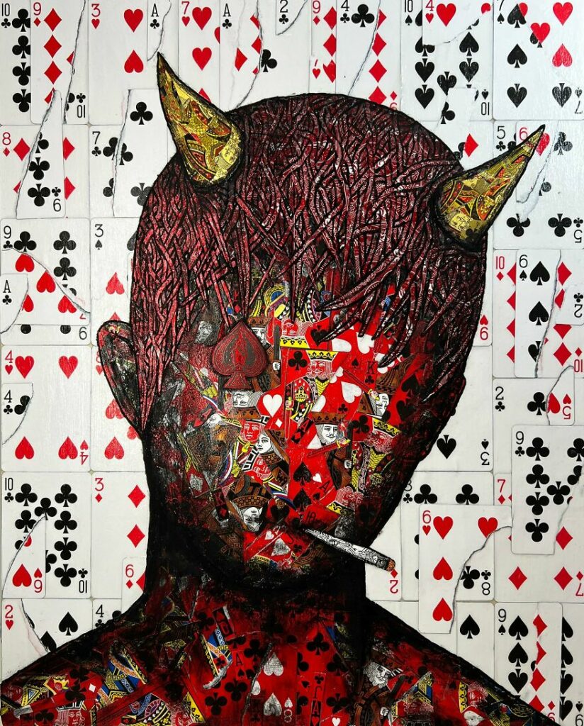 15 Mesmerizing Collage Paintings With Playing Cards And Black Pigments ...