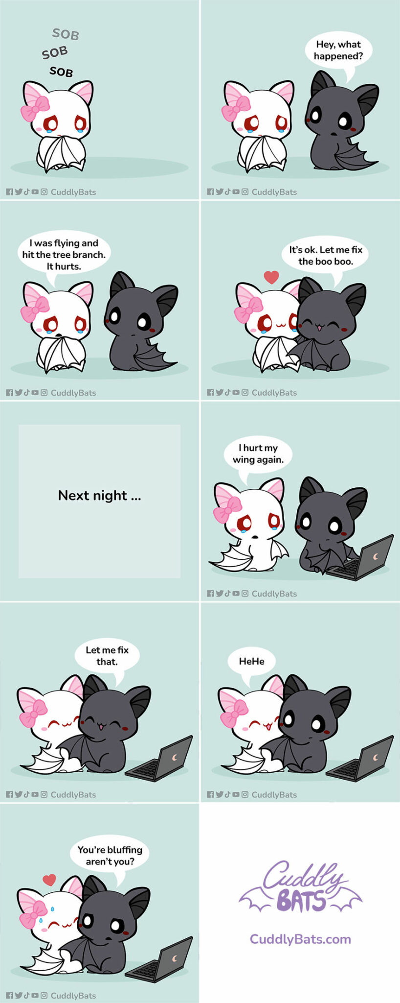 15 Wholesome Comics From The “Cuddle Bats” Series | DeMilked