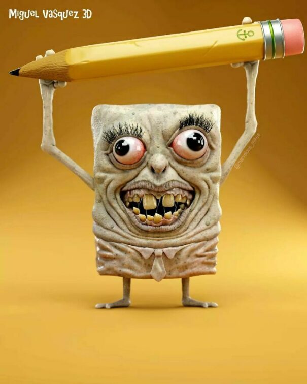 20 Popular Cartoon Characters Given A Scary Makeover By This Artist ...