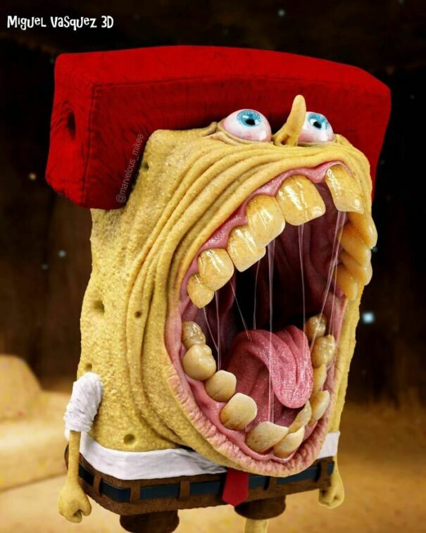 20 Popular Cartoon Characters Given A Scary Makeover By This Artist ...
