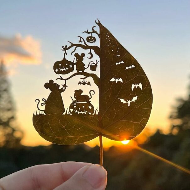 Japanese Artist Cuts Delicate Designs Into Leaves, Here Are His 30 Best ...