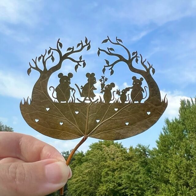 Japanese Artist Cuts Delicate Designs Into Leaves, Here Are His 30 Best ...