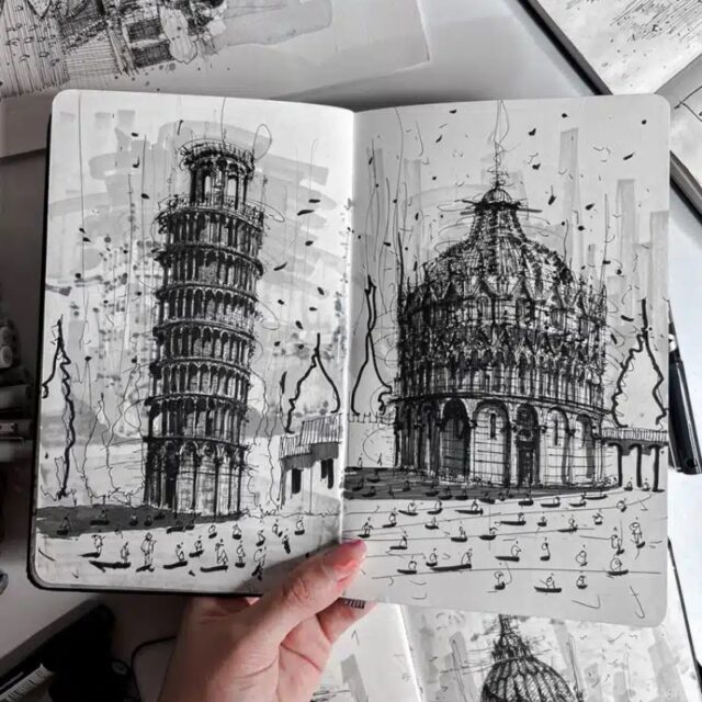 10 Black Ink Sketches Of Classical Architecture By Antonella Positano ...